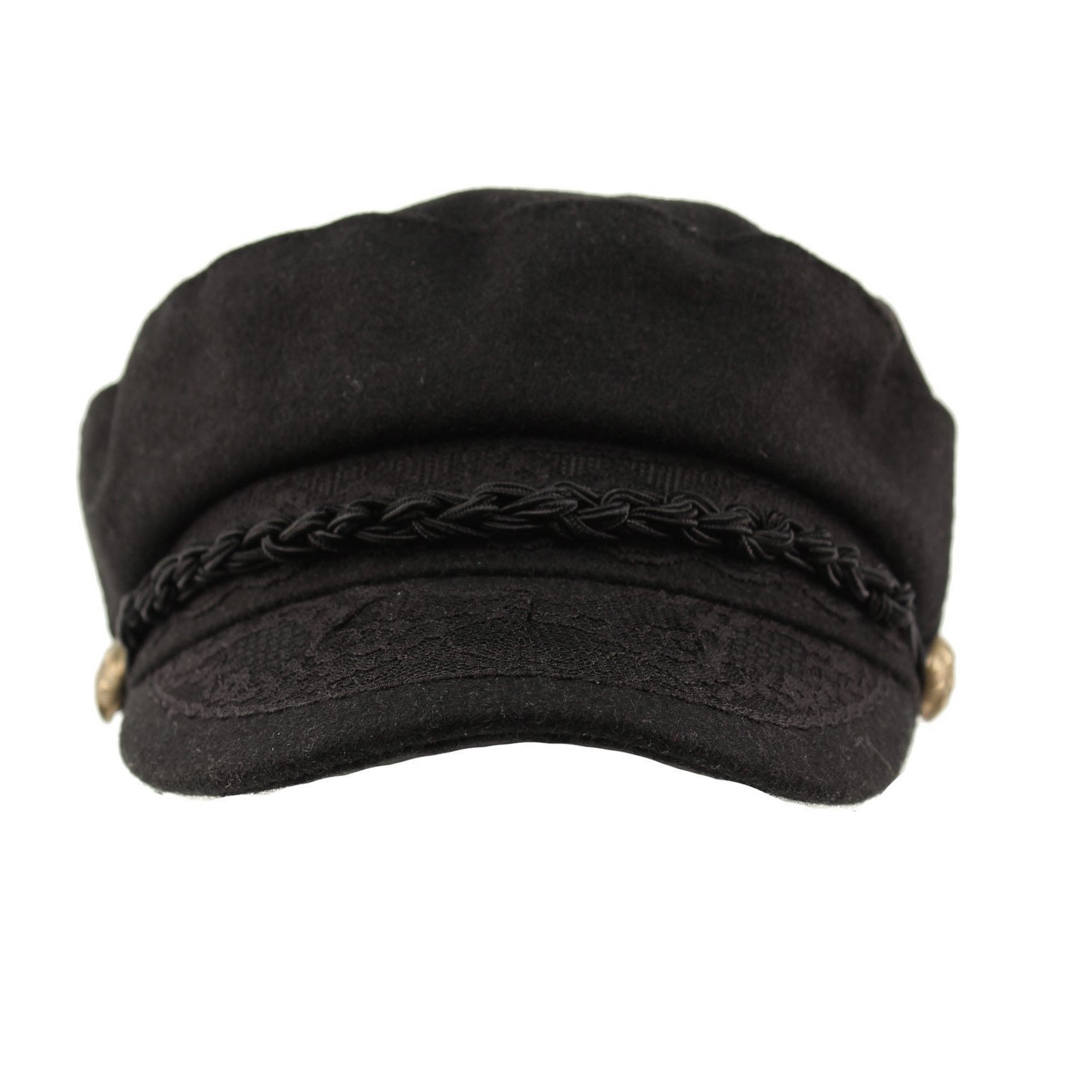 Epoch hats Men's Greek Fisherman Sailor Fiddler Winter Wool Driver Hat Flat Cap (L/XL, Black)