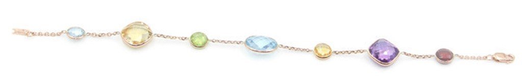 Sophia Fine Jewelry Multi-Color Gemstone Bracelet,14k Rose Gold 7" Long