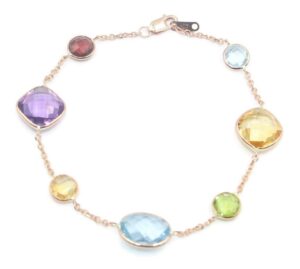 sophia fine jewelry multi-color gemstone bracelet,14k rose gold 7" long