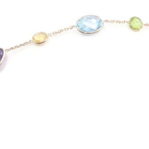 Sophia Fine Jewelry Multi-Color Gemstone Bracelet,14k Rose Gold 7" Long