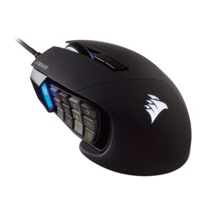 corsair scimitar pro rgb - mmo gaming mouse - 16,000 dpi optical sensor - 12 programmable side buttons - black