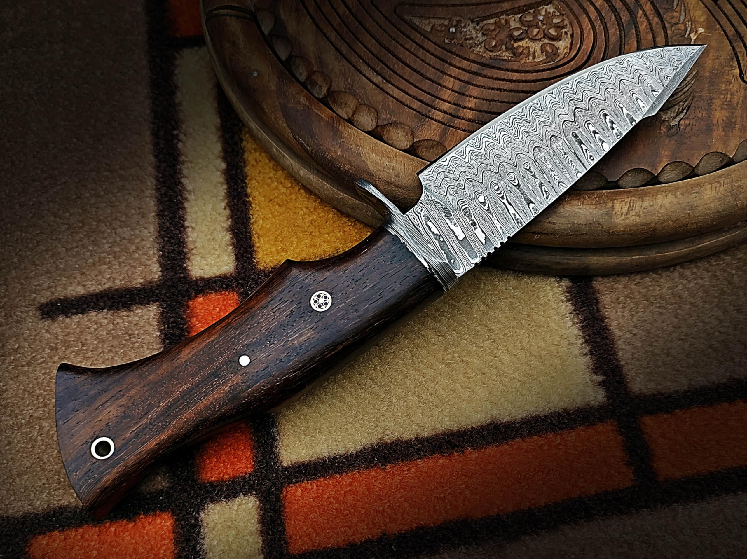 TR-1168 Custom Handmade Damascus Steel 10 Inches Tactical Knife - Perfect Grip Rose wood Handle