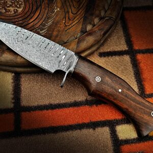 TR-1168 Custom Handmade Damascus Steel 10 Inches Tactical Knife - Perfect Grip Rose wood Handle