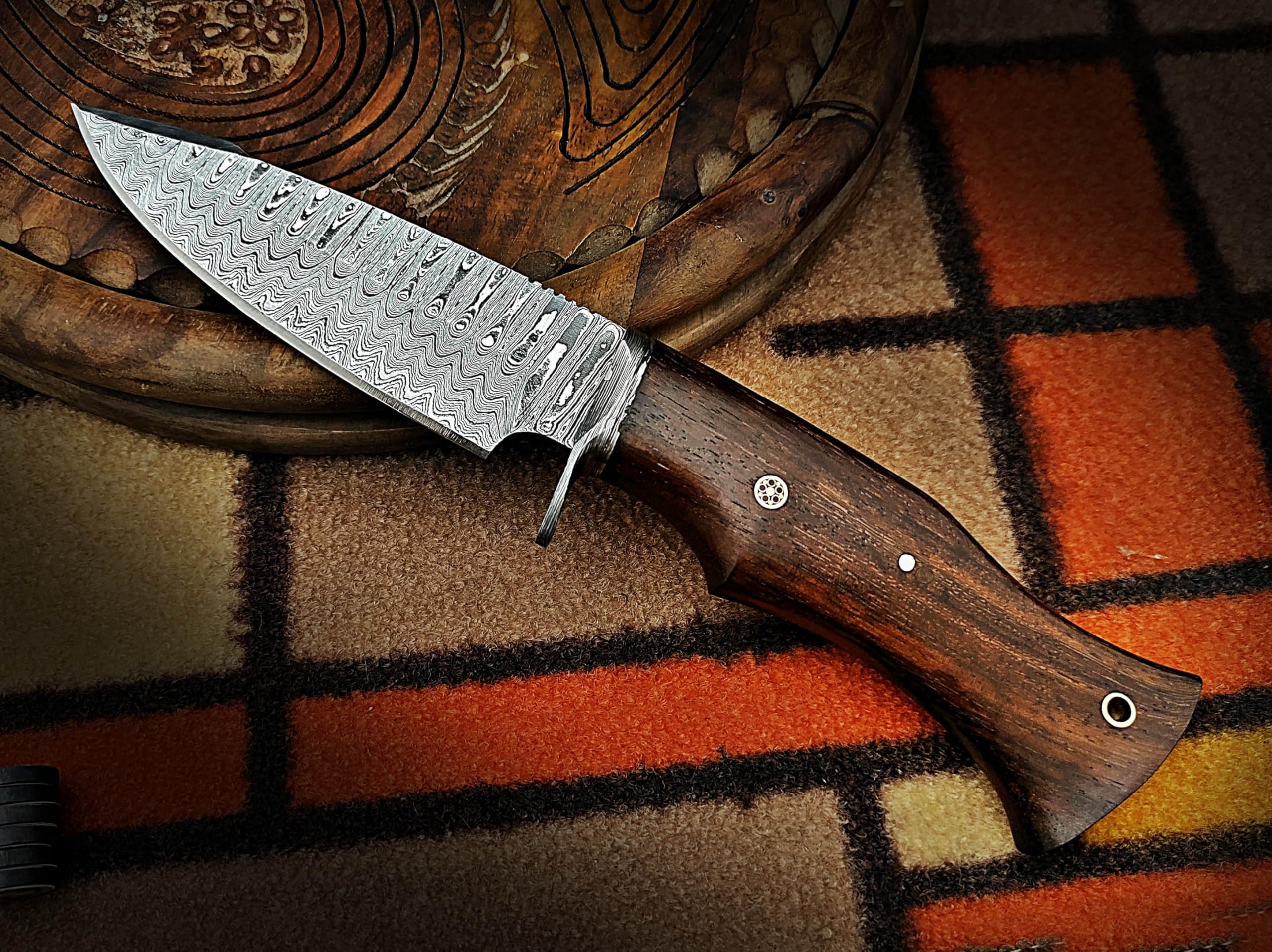 TR-1168 Custom Handmade Damascus Steel 10 Inches Tactical Knife - Perfect Grip Rose wood Handle