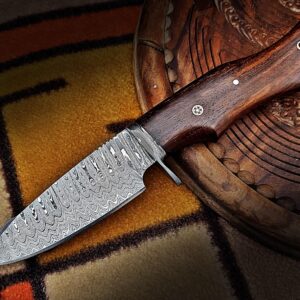 TR-1168 Custom Handmade Damascus Steel 10 Inches Tactical Knife - Perfect Grip Rose wood Handle