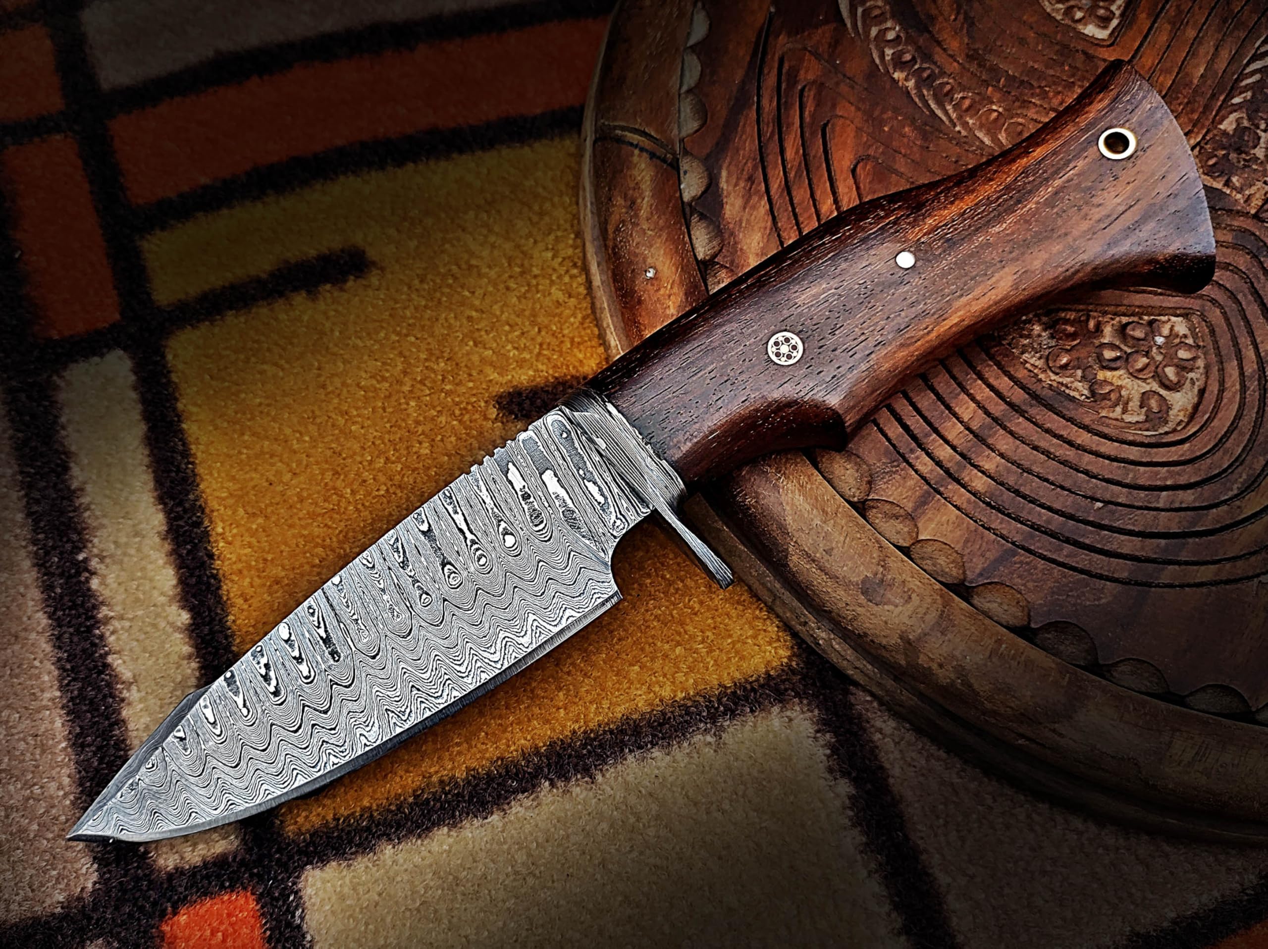 TR-1168 Custom Handmade Damascus Steel 10 Inches Tactical Knife - Perfect Grip Rose wood Handle