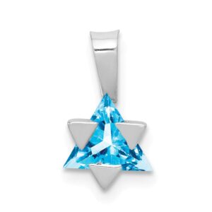 jewels by lux 14k white gold blue topaz star of david pendant