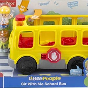 Fisher-Price Little People Musical Toddler Toy Sit with Me School Bus with Lights Sounds & 2 Figures for Ages 1+ Years