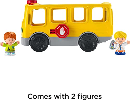 Fisher-Price Little People Musical Toddler Toy Sit with Me School Bus with Lights Sounds & 2 Figures for Ages 1+ Years