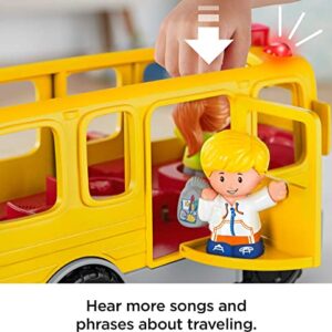 Fisher-Price Little People Musical Toddler Toy Sit with Me School Bus with Lights Sounds & 2 Figures for Ages 1+ Years