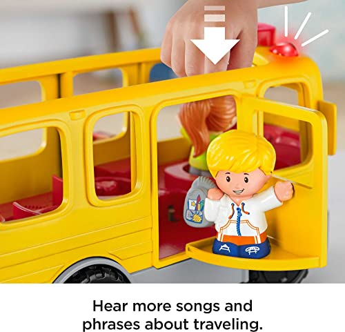 Fisher-Price Little People Musical Toddler Toy Sit with Me School Bus with Lights Sounds & 2 Figures for Ages 1+ Years