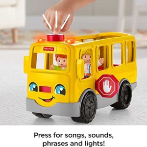 Fisher-Price Little People Musical Toddler Toy Sit with Me School Bus with Lights Sounds & 2 Figures for Ages 1+ Years