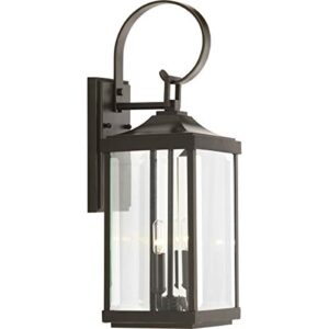 gibbes street collection 2-light clear beveled glass new traditional outdoor medium wall lantern light antique bronze