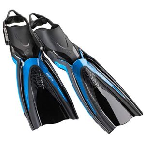 tusa sf-0104 hyflex switch scuba diving fins, large, fishtail blue