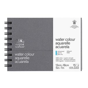 winsor & newton professional watercolor paper journal, cold pressed 140lb, 5x7, white