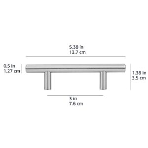 Amazon Basics Euro Bar Cabinet Handle (1/2-inch Diameter), 5.38-inch Length (3-inch Hole Center), Satin Nickel, 25-pack