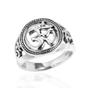 aeravida universal harmony symbol aum or ohm .925 sterling silver ring | unisex hindu meaningful silver ring | silver ring anniversary jewelry gift | size (7)