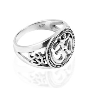 AeraVida Universal Harmony Symbol Aum or Ohm .925 Sterling Silver Ring | Unisex Hindu Meaningful Silver Ring | Silver Ring Anniversary Jewelry Gift | Size (7)