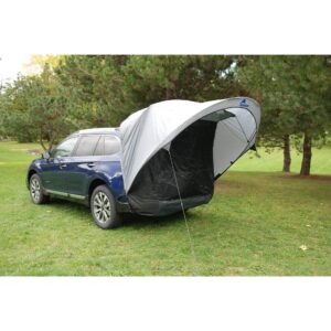 napier sportz cove suv tailgate tent with awning shade and mesh screen door for small to mid-size cuv's and suv's