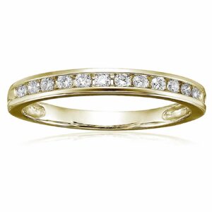 vir jewels 1/4 carat (ctw) diamond wedding anniversary band for women, half eternity round diamond engagement ring 14k yellow gold channel set 0.25 cttw, size 7