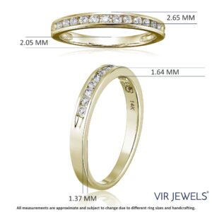 Vir Jewels 1/4 carat (ctw) Diamond Wedding Anniversary Band for Women, Half Eternity Round Diamond Engagement Ring 14K Yellow Gold Channel Set 0.25 cttw, Size 7