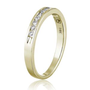 Vir Jewels 1/4 carat (ctw) Diamond Wedding Anniversary Band for Women, Half Eternity Round Diamond Engagement Ring 14K Yellow Gold Channel Set 0.25 cttw, Size 7