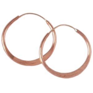 copper hoop earrings, hammered - 1.25 inch, endless