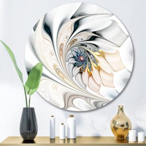 Designart MT10276 C23 White Stained Glass Floral Art Floral Disc, 23" x 23", White