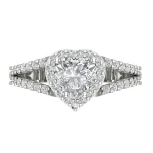 1.49 ct heart cut clear simulated diamond 14k white gold halo solitaire with accents engagement promise bridal ring size 4.75