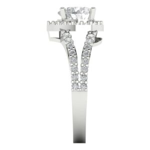 1.49 Ct Heart Cut Clear Simulated Diamond 14K White Gold Halo Solitaire with Accents Engagement Promise Bridal Ring Size 4.75