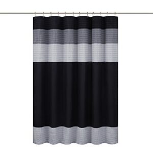 Comfort Spaces Windsor Bathroom Shower Pieced Ruffle Pattern Modern Elegant Microfiber Fabric Bath Curtains, 72x72, Black