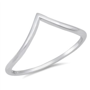 thin pointed chevron thumb high polish ring .925 sterling silver band size 9