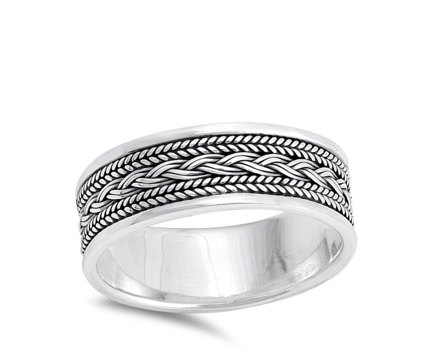 Rope Knot Design Celtic Ring .925 Sterling Silver Wide Wedding Band Size 13