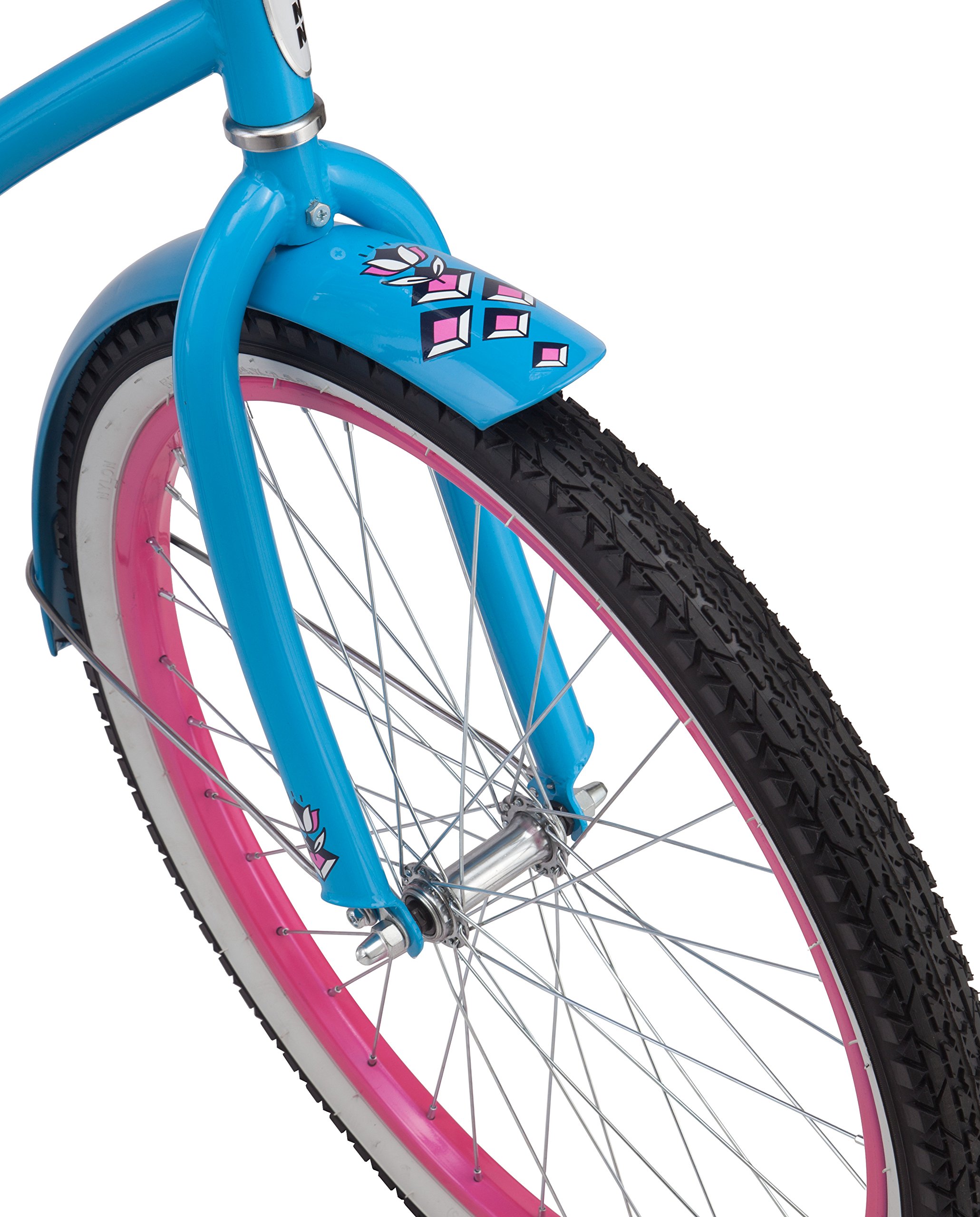 Schwinn Baywood Beach Cruiser Bike for Men Women, Ages 8 Up or Rider Height 4'8"-5'6", 24-Inch Wheels, Single Speed, Rear Cargo Rack, Bright Blue