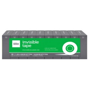 office depot invisible tape, 3/4in. x 1000in., pack of 10, 0