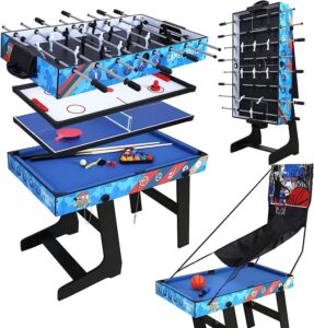 hlc 4ft multi function combo game table with pool billiard slide hockey foosball basketball and table tennis