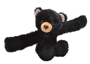 wild republic huggers, black bear plush toy, slap bracelet, stuffed animal, kids toys, 8 inches