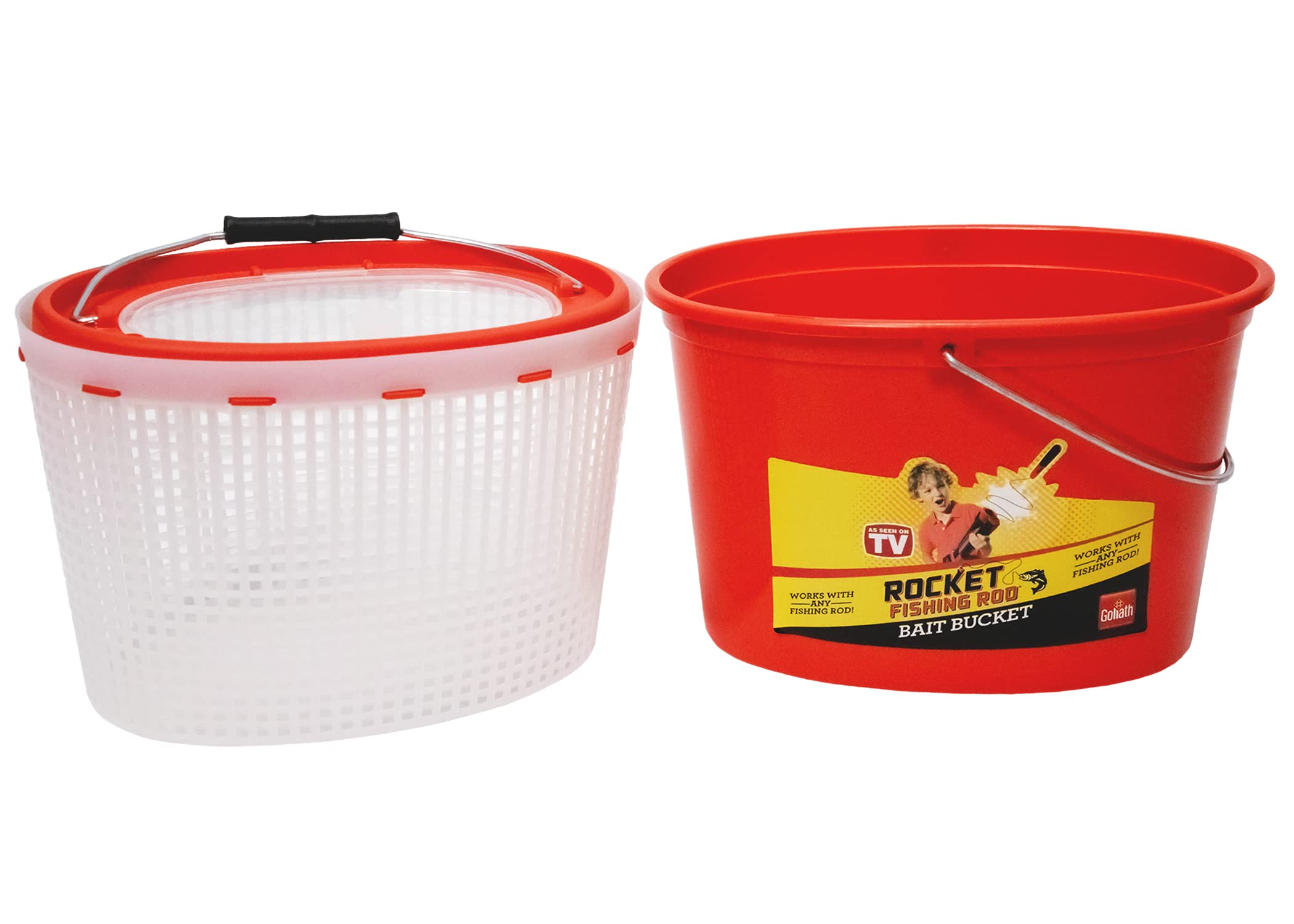 Goliath Rocket Rod Bait Bucket - Works with Any Fishing Rod, Multi Color (31711)