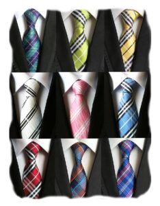 yanlen lot 9 pcs classic men's tie necktie woven jacquard neck ties