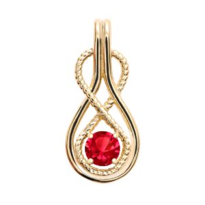 infinity rope july birthstone ruby 14k yellow gold pendant