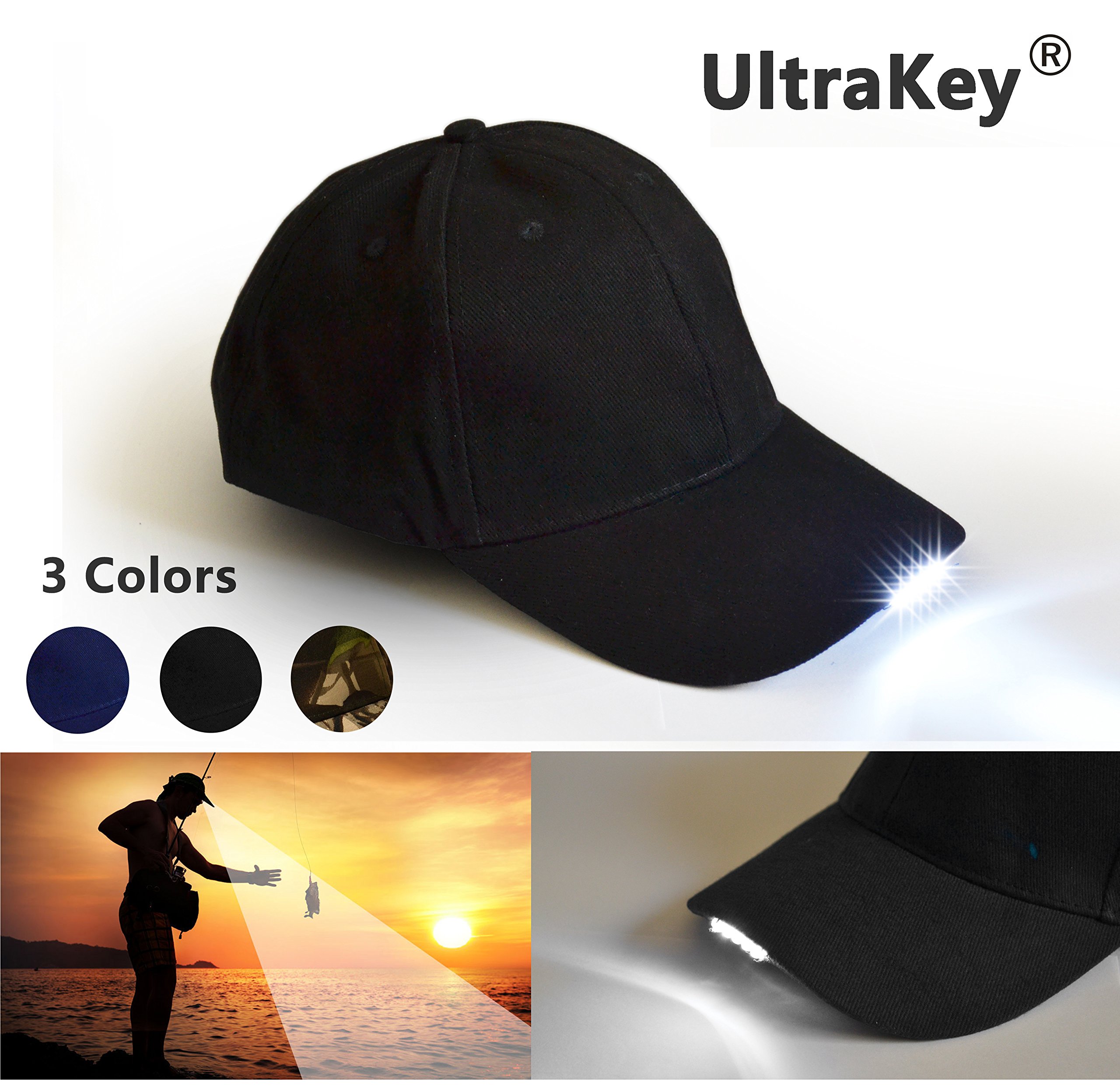 Hands Free LED Baseball Cap Hat for Outdoor Jogging Hip Hop Party Holiday Black