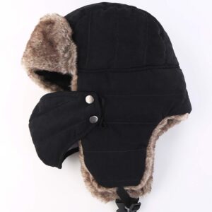 Connectyle Outdoor Trooper Trapper Hat Warm Winter Hunting Hats with Ear Flaps Mask Aviator Hat Black