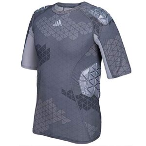 adidas techfit ironskin mens 5 pad short sleeve football shirt xl onix-light onix