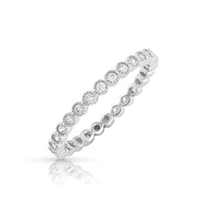 silvercloseout rhodium plated sterling silver cz cubic zirconia stackable womens eternity band promise ring for ladies - size 11