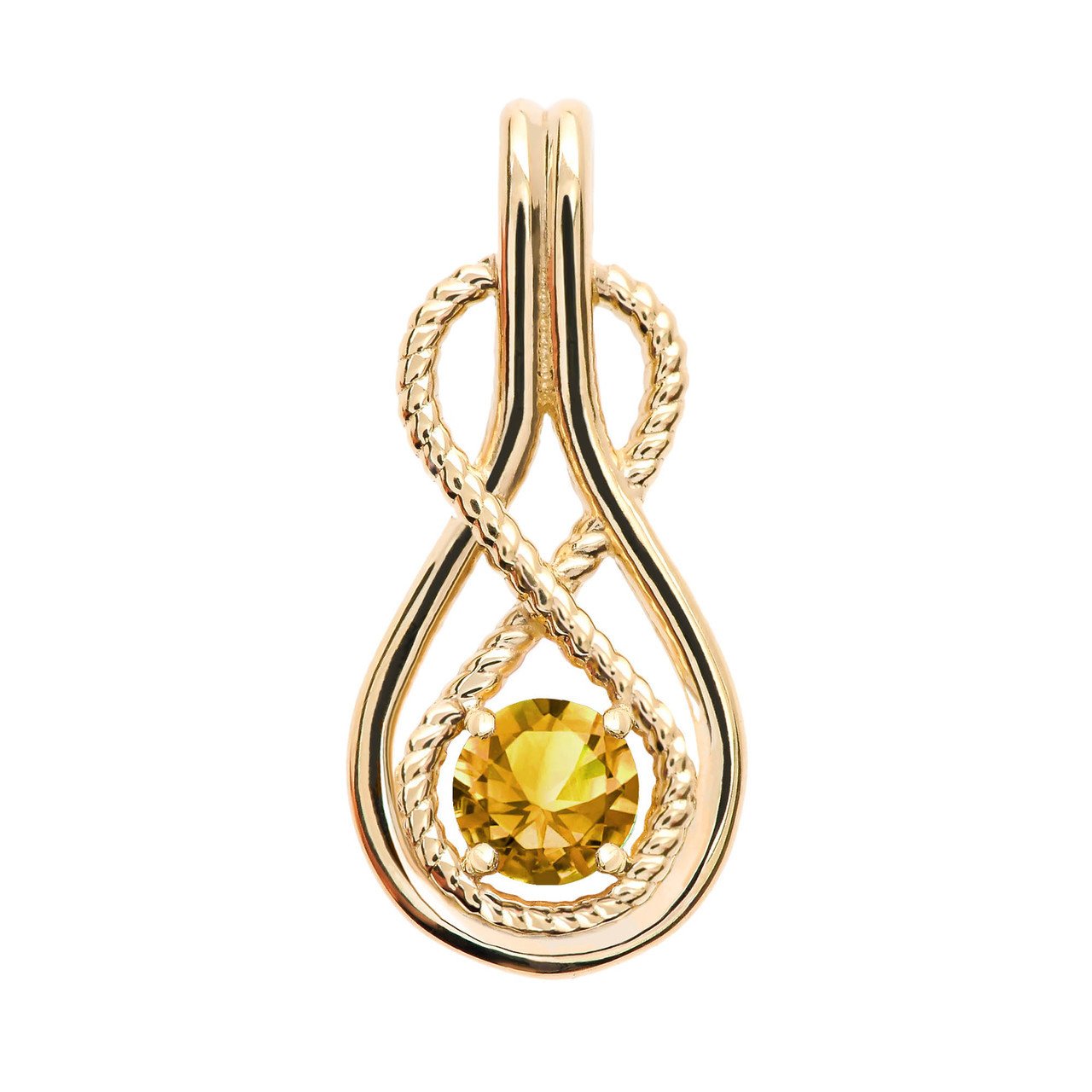 Infinity Rope November Birthstone Citrine 14k Yellow Gold Pendant