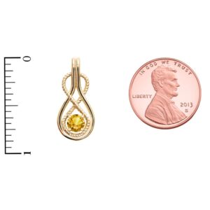 Infinity Rope November Birthstone Citrine 14k Yellow Gold Pendant