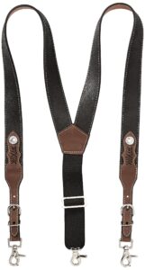 nocona belt co. men's top hand leather suspender, black/brown, medium