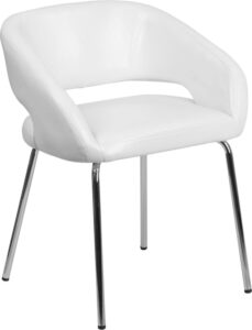 flash furniture fusion series leathersoft upholstered side reception chair, retro padded lounge chair for living room or office, white