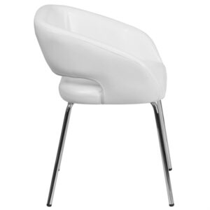 Flash Furniture Fusion Series LeatherSoft Upholstered Side Reception Chair, Retro Padded Lounge Chair for Living Room or Office, White