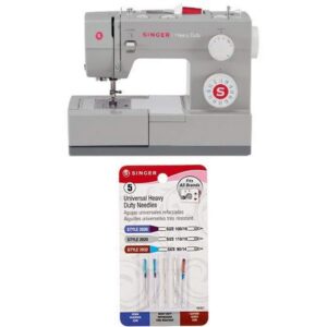 singer 4423 heavy duty extra-high sewing speed sewing machine with universal heavy duty machine needles -5/pkg